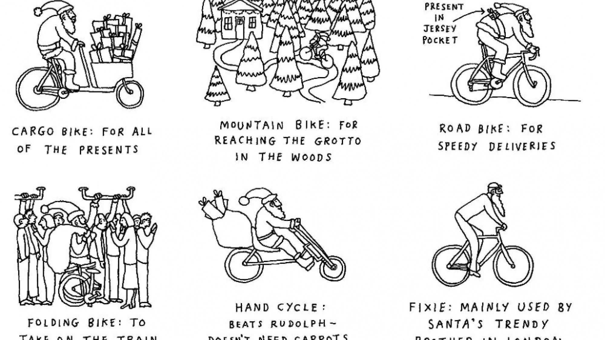 Send your friends and family a fun Santa cycling E-card | Cycling UK